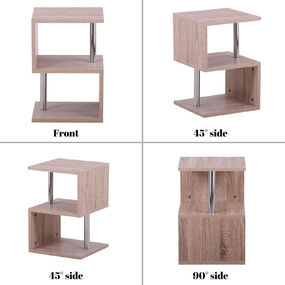 Coffee End Table S shape 2 Tier Storage Shelves Or... – Vicedeal