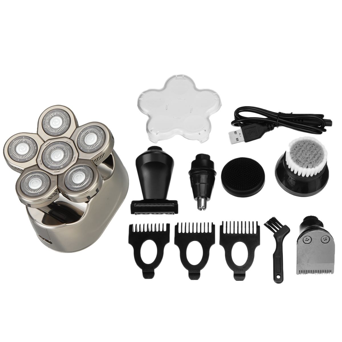 6 Blade 4D Electric Shaver Rechargeable Bald Head ... – Grandado