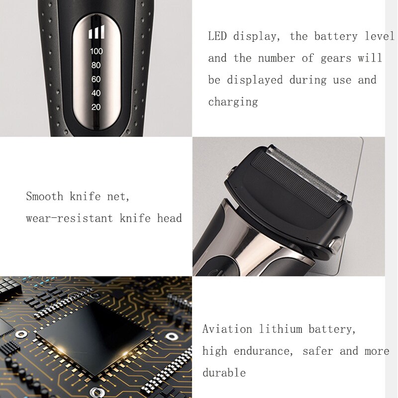 Turbo waterproof electric shaver rechargeable bear... – Grandado