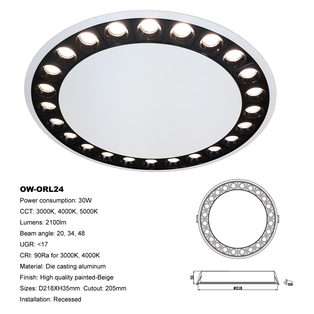 High Visual Comfort 30W Indoor UFO Ring Linear LED... – Grandado