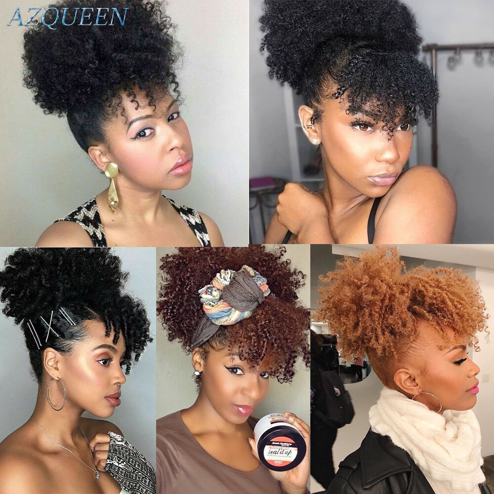 Afro High Puff Hair Bun Ponytail Drawstring With B... – Grandado