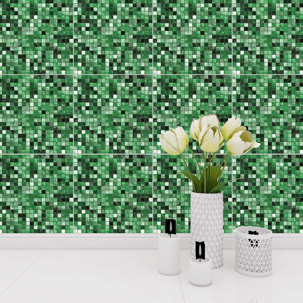 Green Mosaic Tile Sticker Self Adhesive DIY Kitche... – Grandado