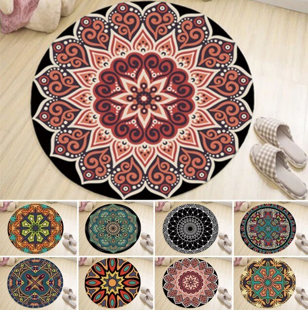 Ronde Gedrukt Tapijt Geometrische Anti-Slip Vloerm... – Grandado