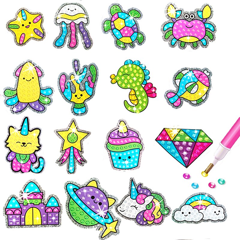 16pcs Kids DIY 5D Big Gem Diamond Painting Kit Cut... – Grandado