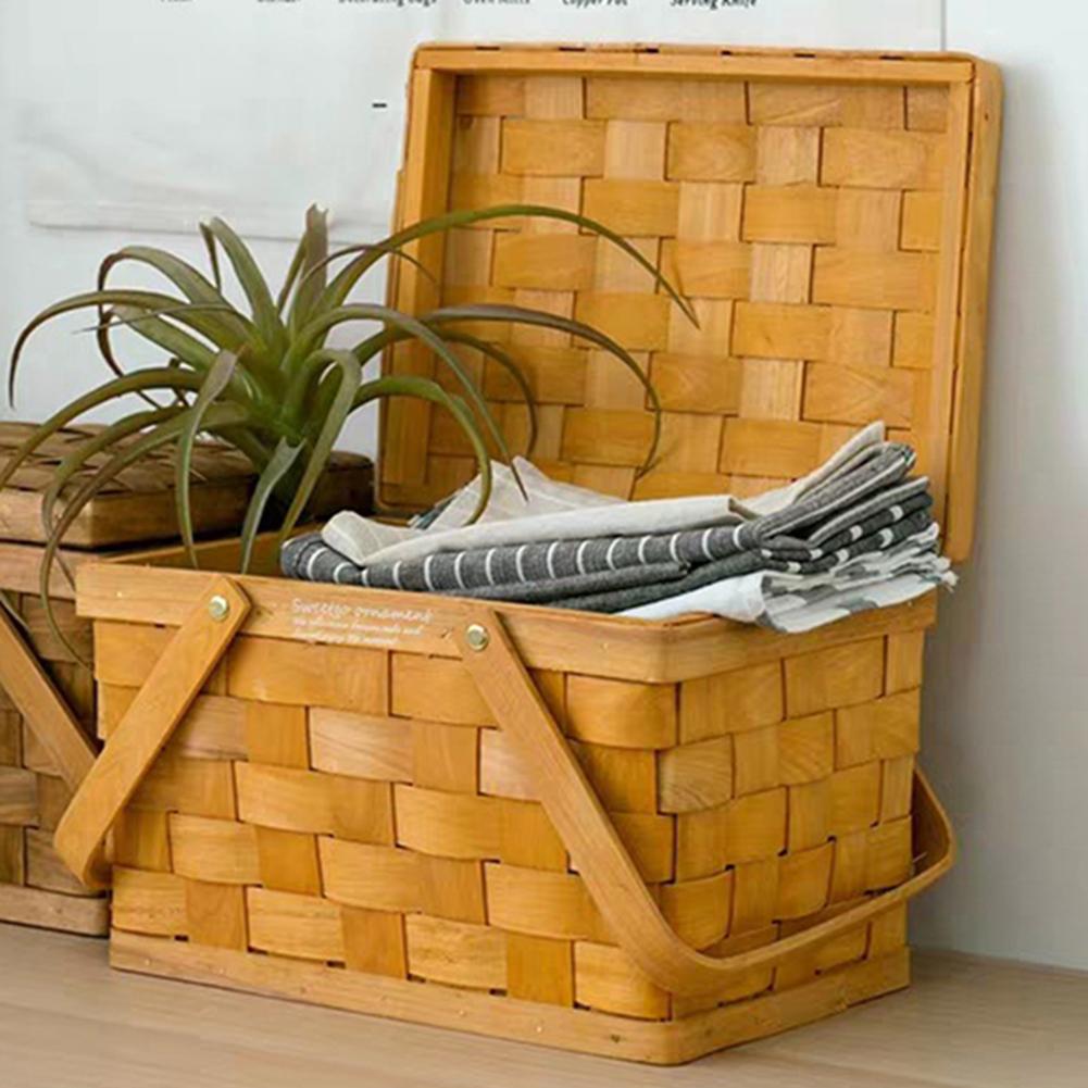 Portable Wooden Storage Box With Lid Hand-woven Je... – Vicedeal