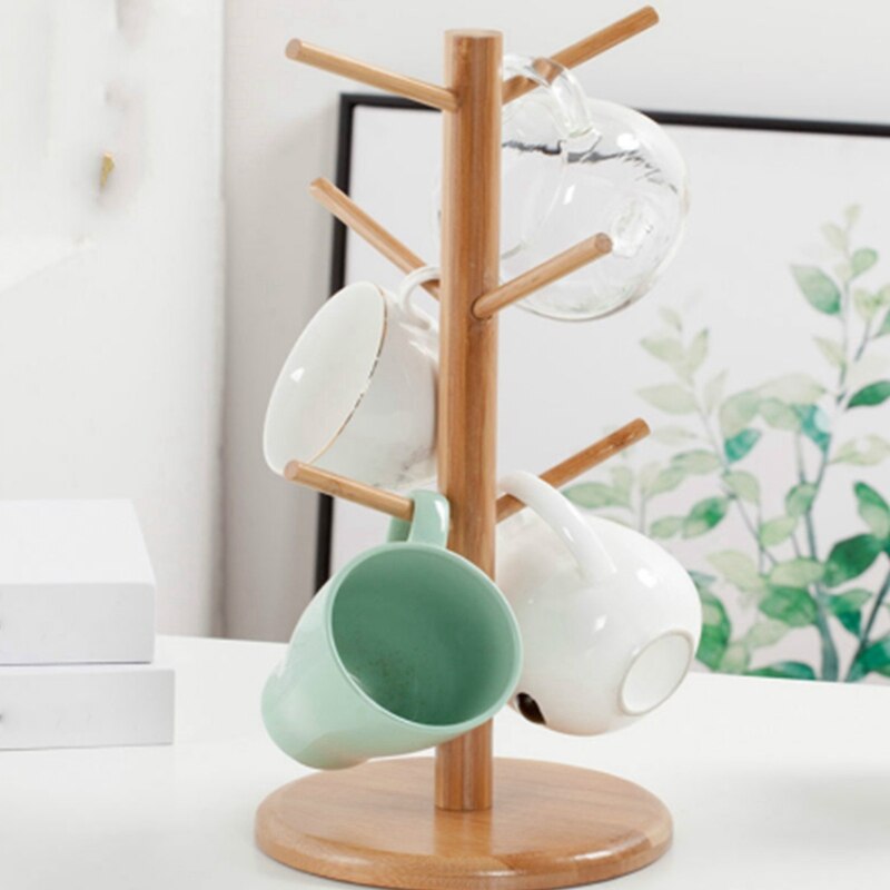 Wooden Coffee Cup Rack 6 Cup Mug Holder Countertop... – Grandado
