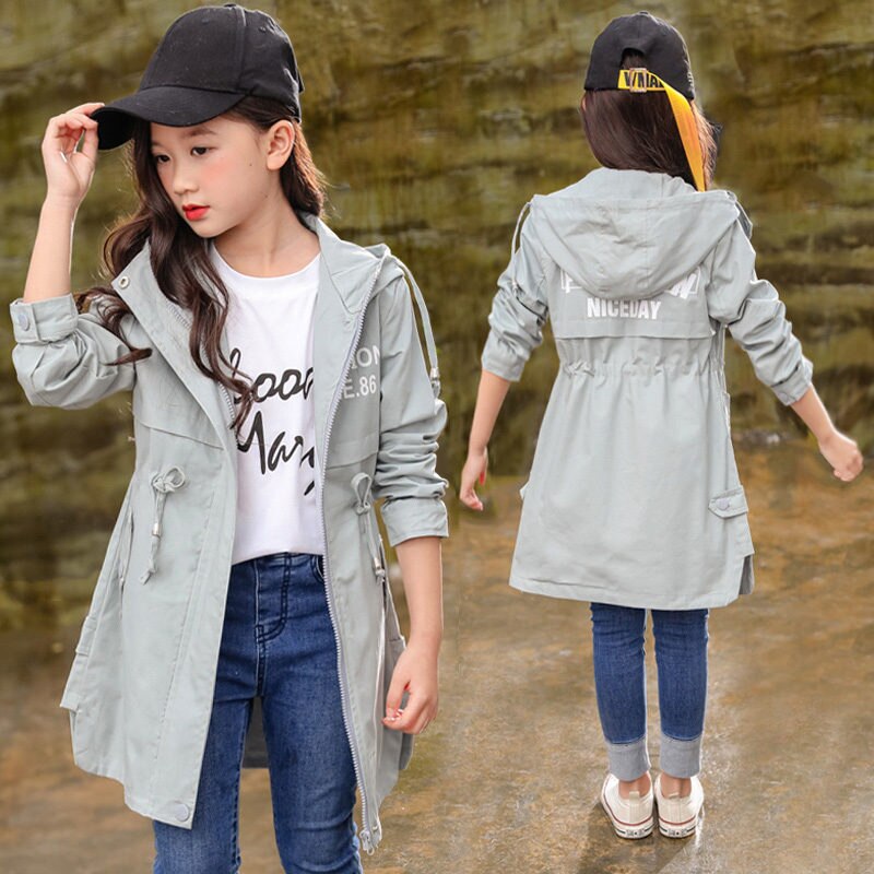 Girls Hooded Trench Coats For Girls Teenage Long W... – Vicedeal
