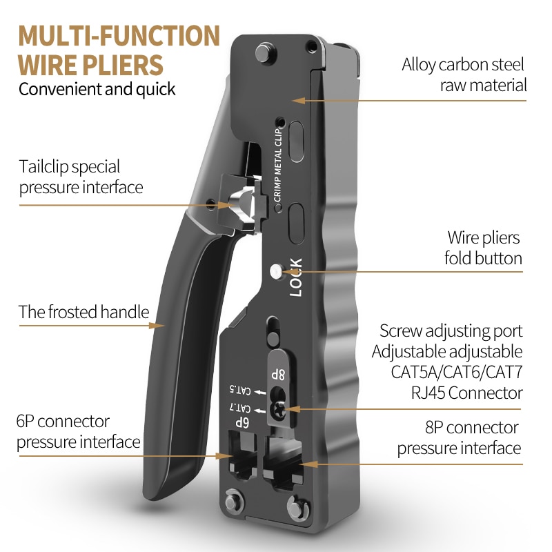 Cat7/cat8 rj45 tail clipconnector crimping pliers ... – Vicedeal