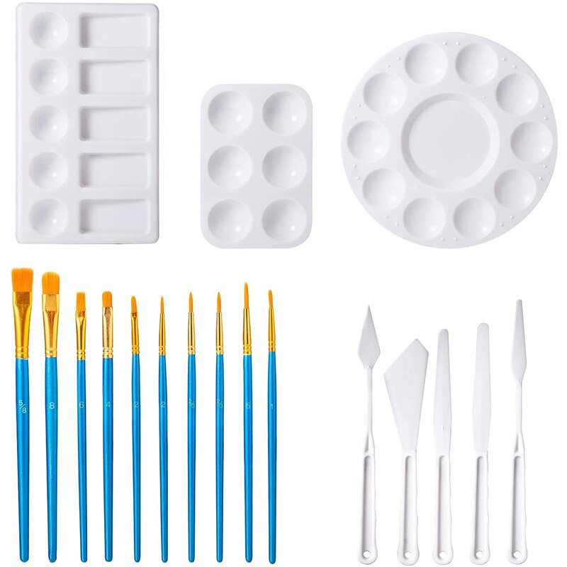 18 Pcs Art Painting Sets Palette Set with 10 Brush... – Grandado