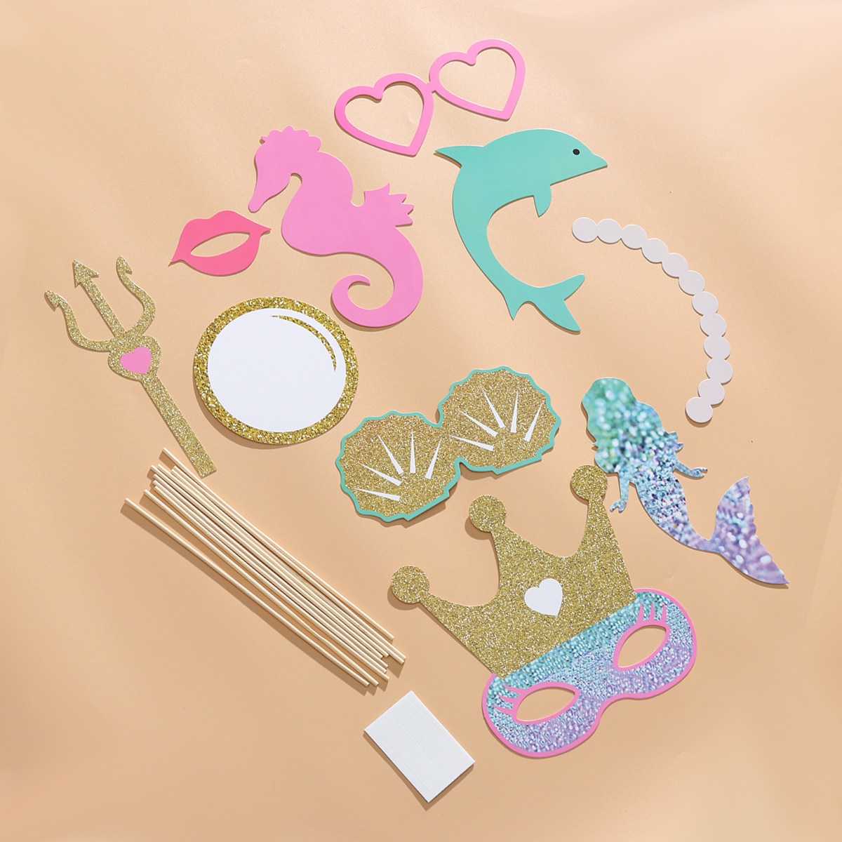 1 Set Photobooth Props Mermaid Photo Booth Props P... – Grandado