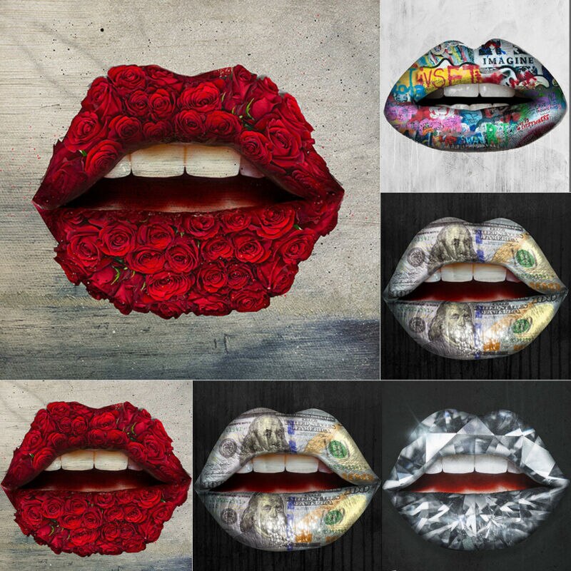 Lips kiss crystal Acrylic Mirror Decorative Sticke... – Grandado