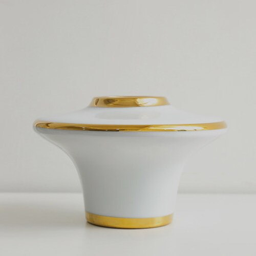European Style Gilded White Ceramic Vase Dining Ta... – Grandado