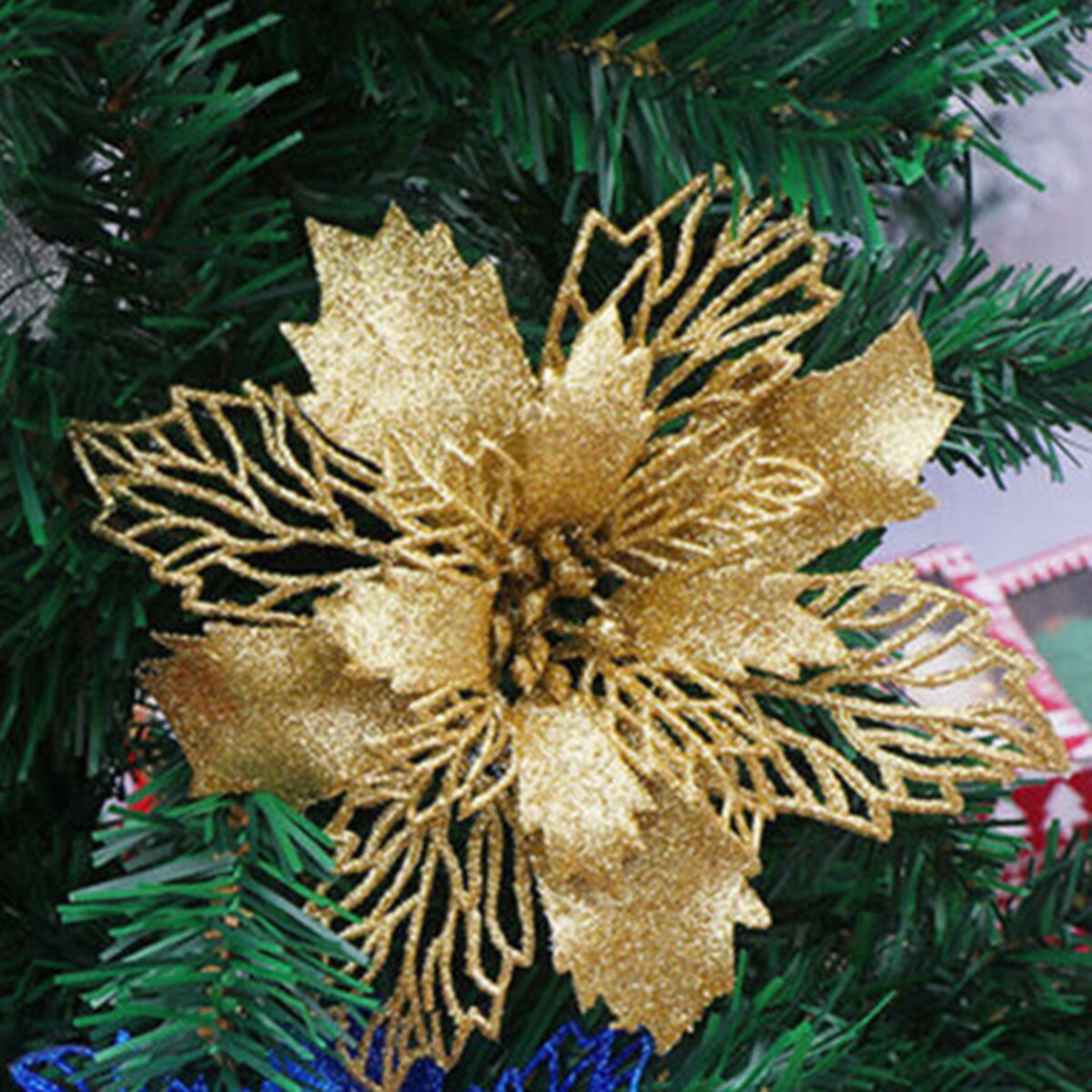 5Pc Glitter Kerst Bloem Boom Opknoping Ornamenten ... – Vicedeal