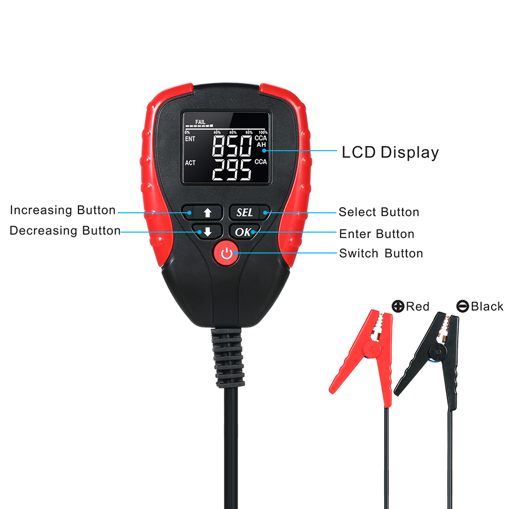 Digital 12V Car Battery Tester with AH CCA Mode Re... – Grandado