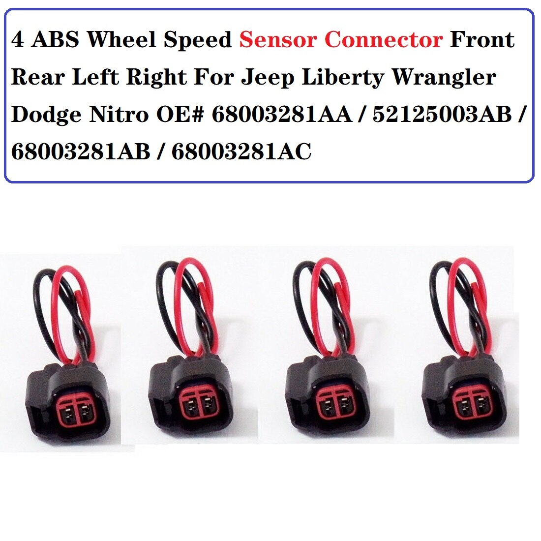 4 X Abs Wheel Speed Sensor Pigtail Connector Voor ... – Vicedeal