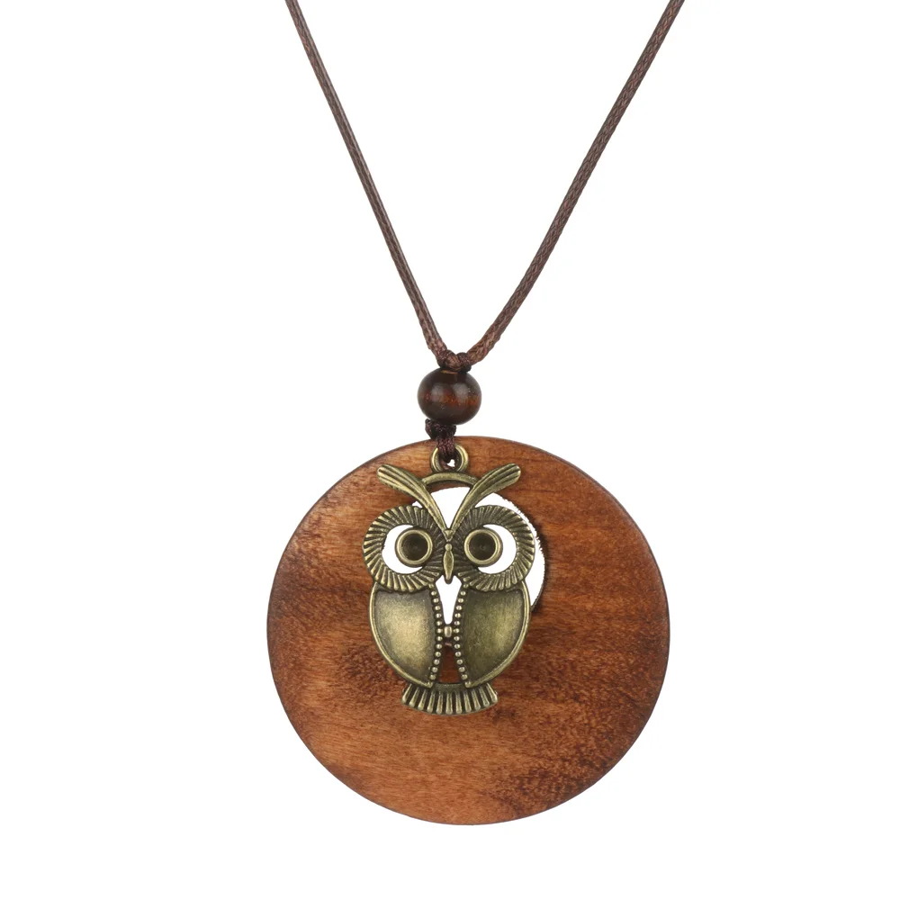 Adjustable Rope Chain Flagon Necklace Vintage Wood... – Grandado