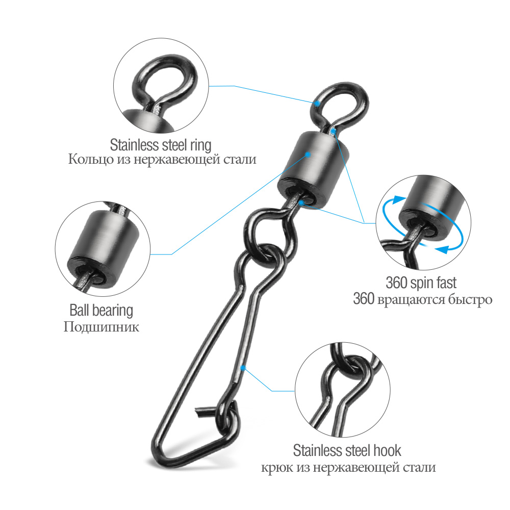 DONQL 100Pcs/Box Swivels Fishing Connector 4# 6# 8... – Grandado