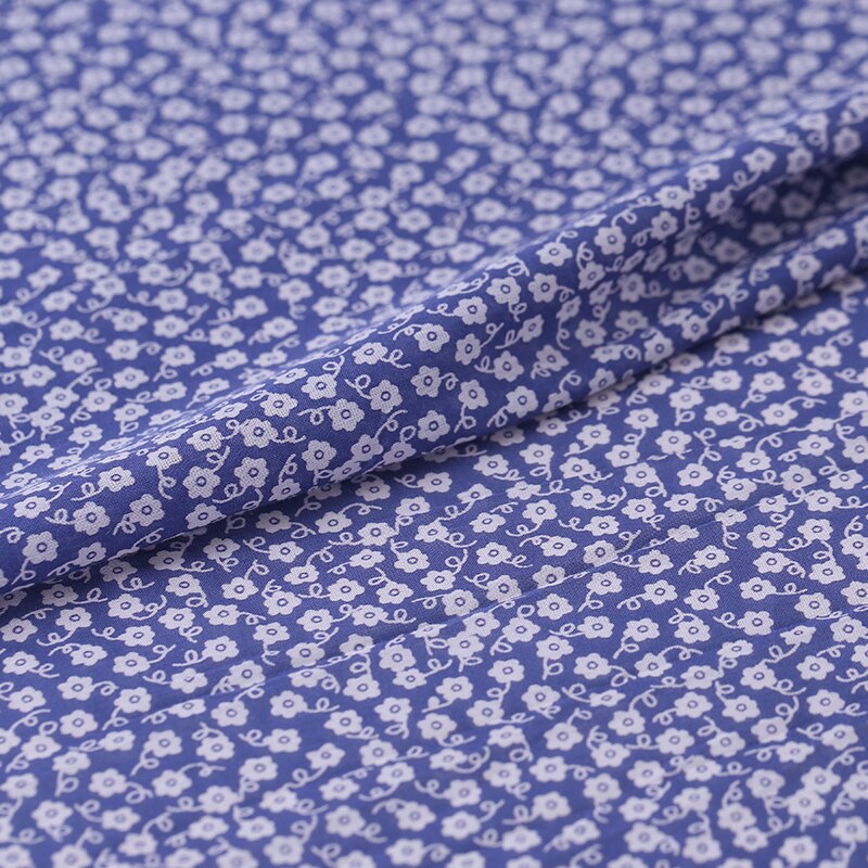 Blue Floral Digital Printed 50%silk 50%cotton 138c... – Grandado