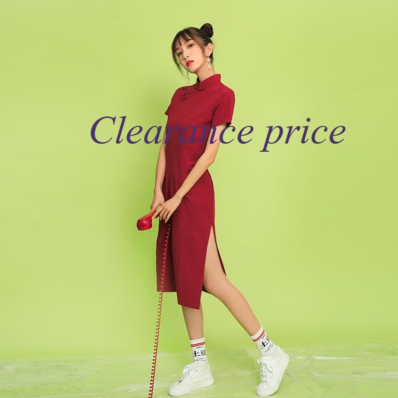 Summer Pure Red Vintage Chinese Traditional Improv... – Grandado