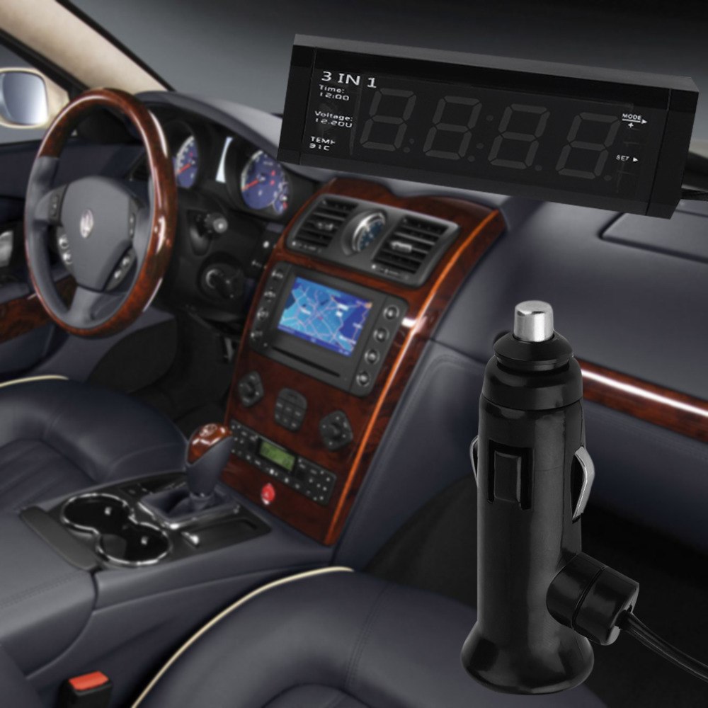 3 In 1 Digitale Auto Thermometer + Auto Voltmeter ... – Grandado