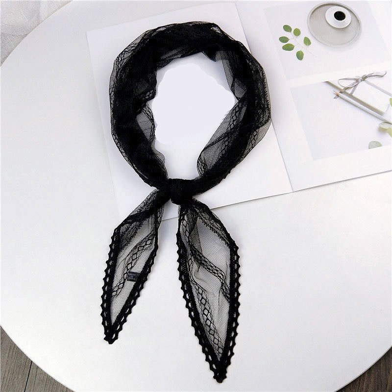 White Women Scarf Small Long Solid Color Wave Edge... – Grandado