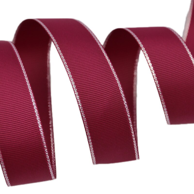 (10 Meter/stuk) Deep Red Silver Randen Grosgrain L... – Vicedeal