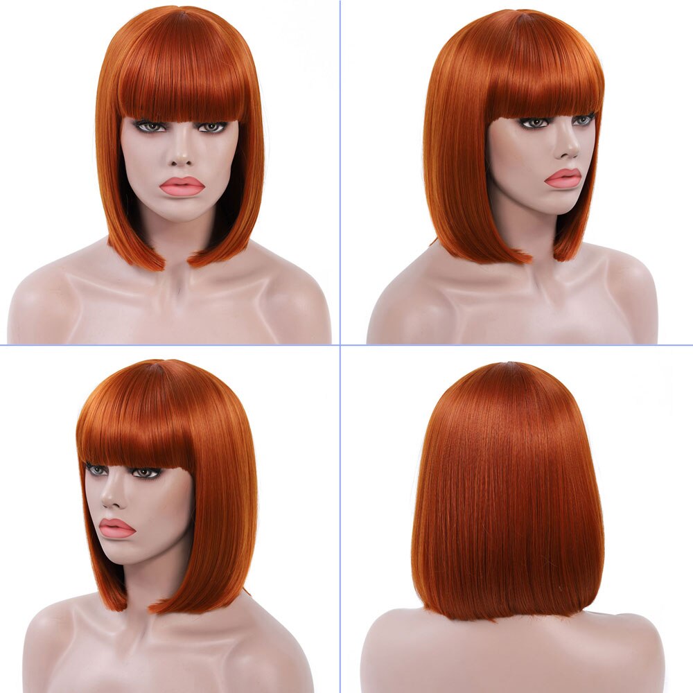 COSYCODE 14'' Synthetic Short Bob Wig with... – Grandado