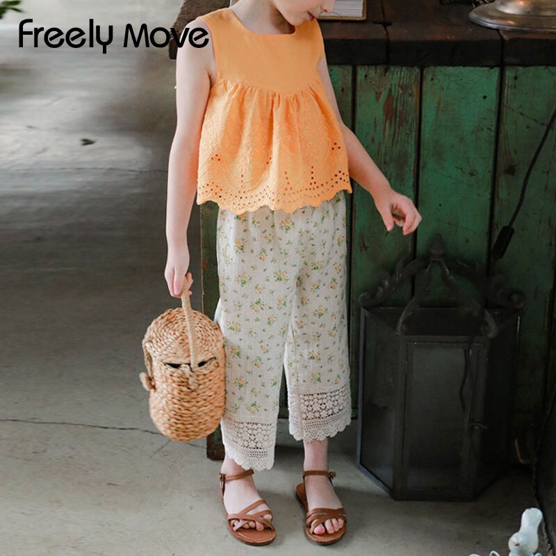 Freely Move Kids Girls Summer Clothes Outfit Sleev... – Grandado