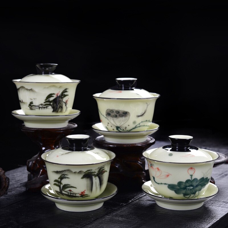 150ml chinese landscape painting Gaiwan Tea Set Ce... – Vicedeal