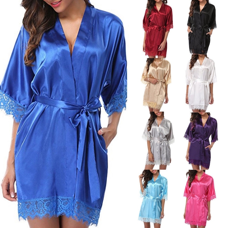 Women robe Silk Satin Robes Wedding Bridesmaid Bri... – Vicedeal