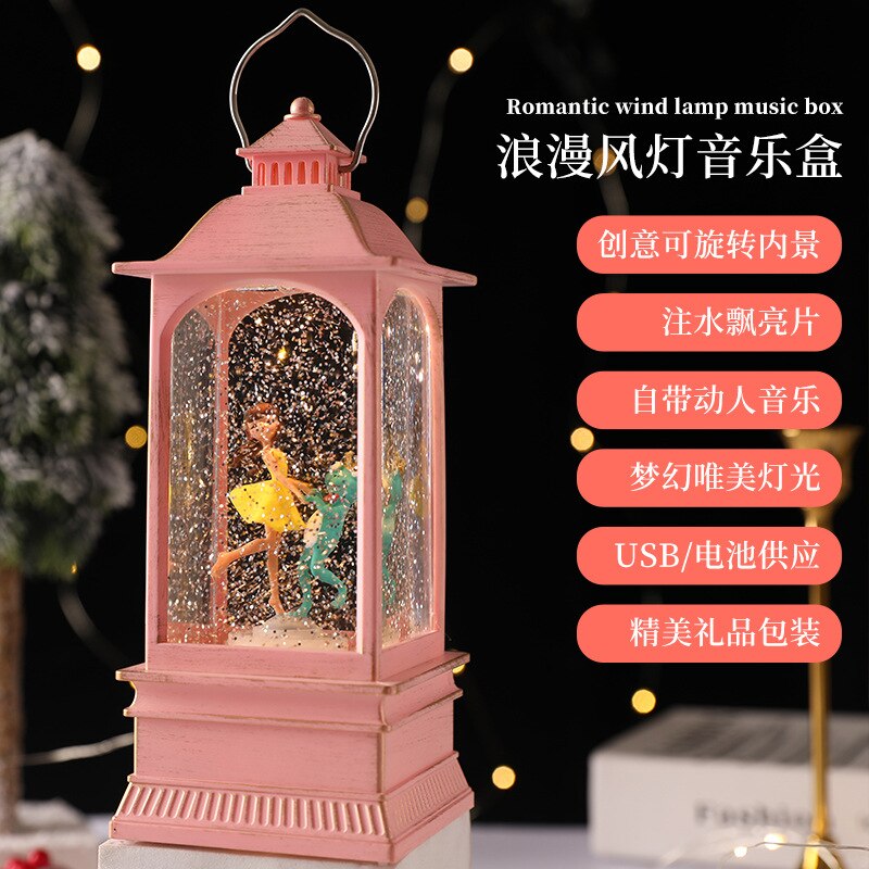 cartoon rotating music box luminous snow crystal w... – Vicedeal