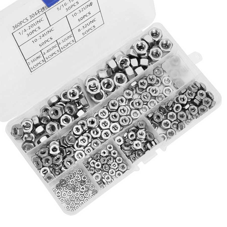 360PCS HEX HALF LOCK NUTS COARSE THREADS STAINLESS... – Grandado