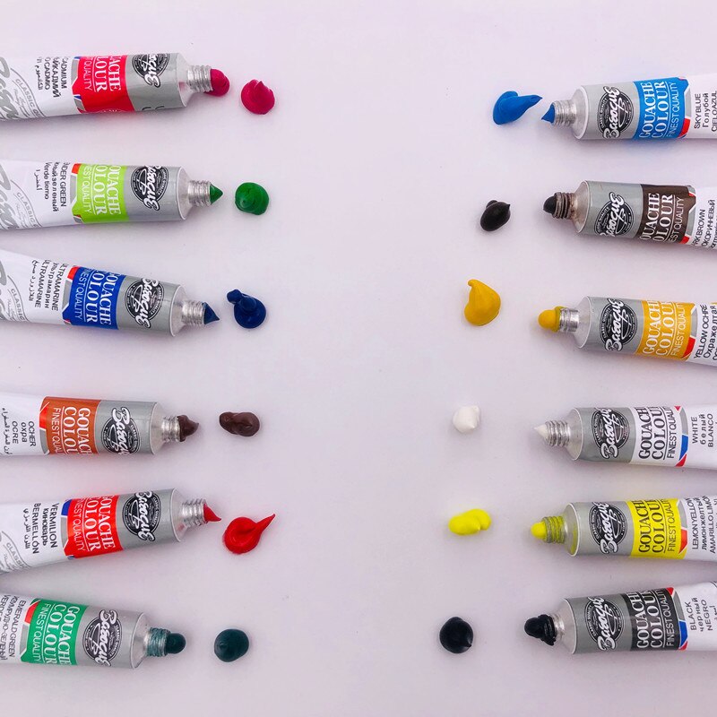 6 ML 12 Gouache Verf Set Transparante Gouache Pigm... – Grandado
