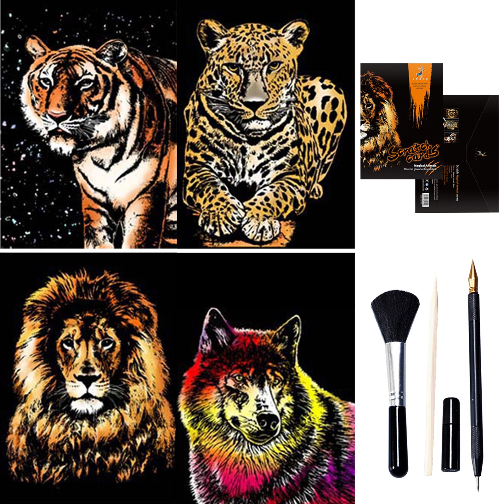 Colorful Animal Night Scene Scratch Paintings Card... – Vicedeal