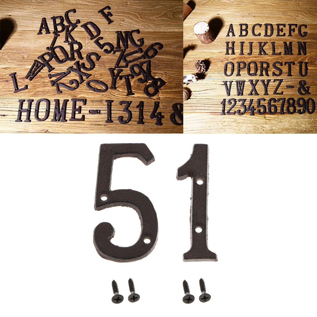 2pcs Cast Wrought Iron Black Antique House Door Nu... – Grandado