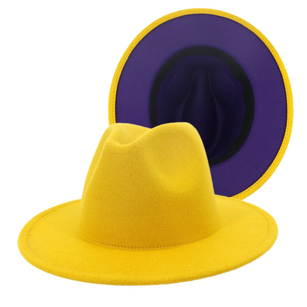 HOAREE Fedora Panama hat Yellow Purple Patchwork W... – Grandado