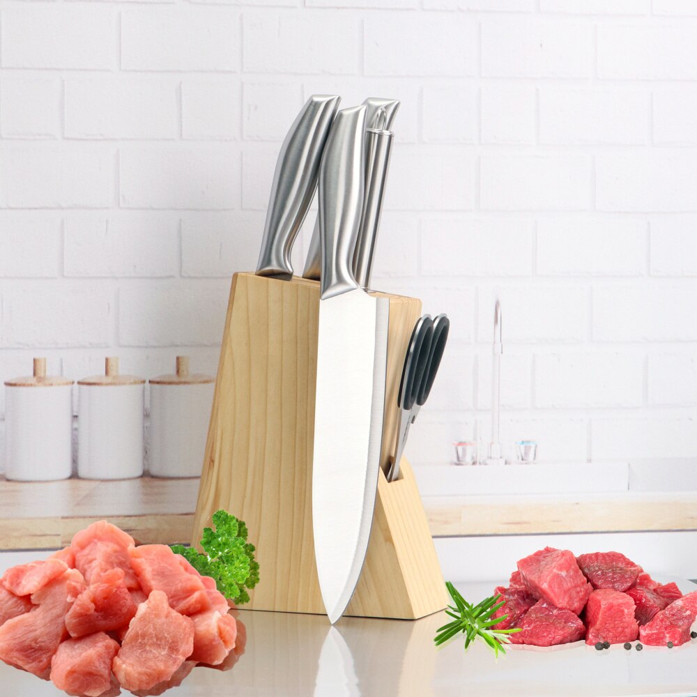 5pcs Stainless Steel Kitchen Knife Set With Stand ... – Grandado