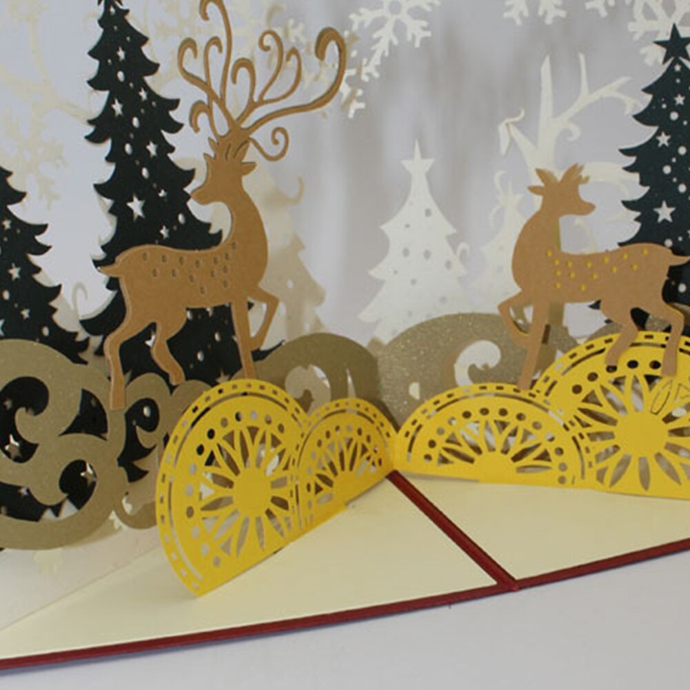 LED Light Music 3D Pop Up Greeting Cards Christmas... – Grandado