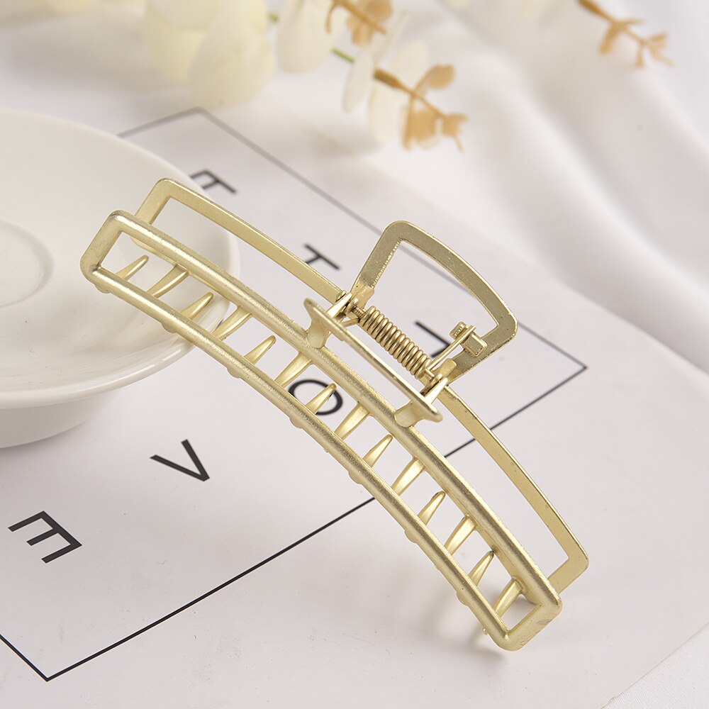 Women Gold Hollow Geometric Metal Hair Claw Vintag... – Vicedeal