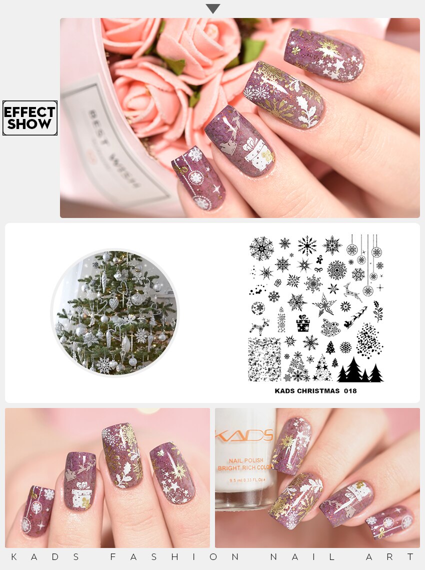 KADS Nail Art Stamping Plate Christmas 018 Snowfla... – Grandado