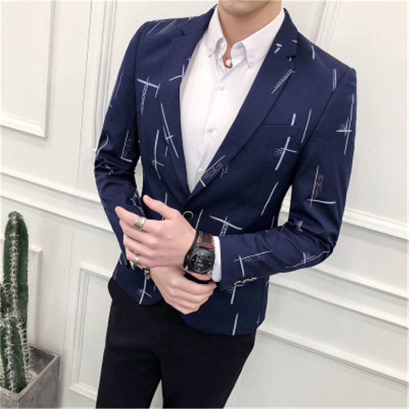 Fall Latest Blazer for Men Wedding Slim Fit Stripe... – Vicedeal