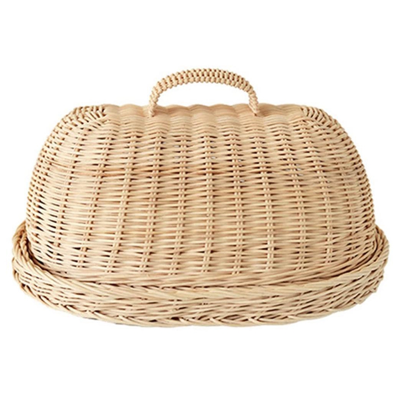 Rattan Storage Tray with Cover Hand-Woven Wicker B... – Grandado