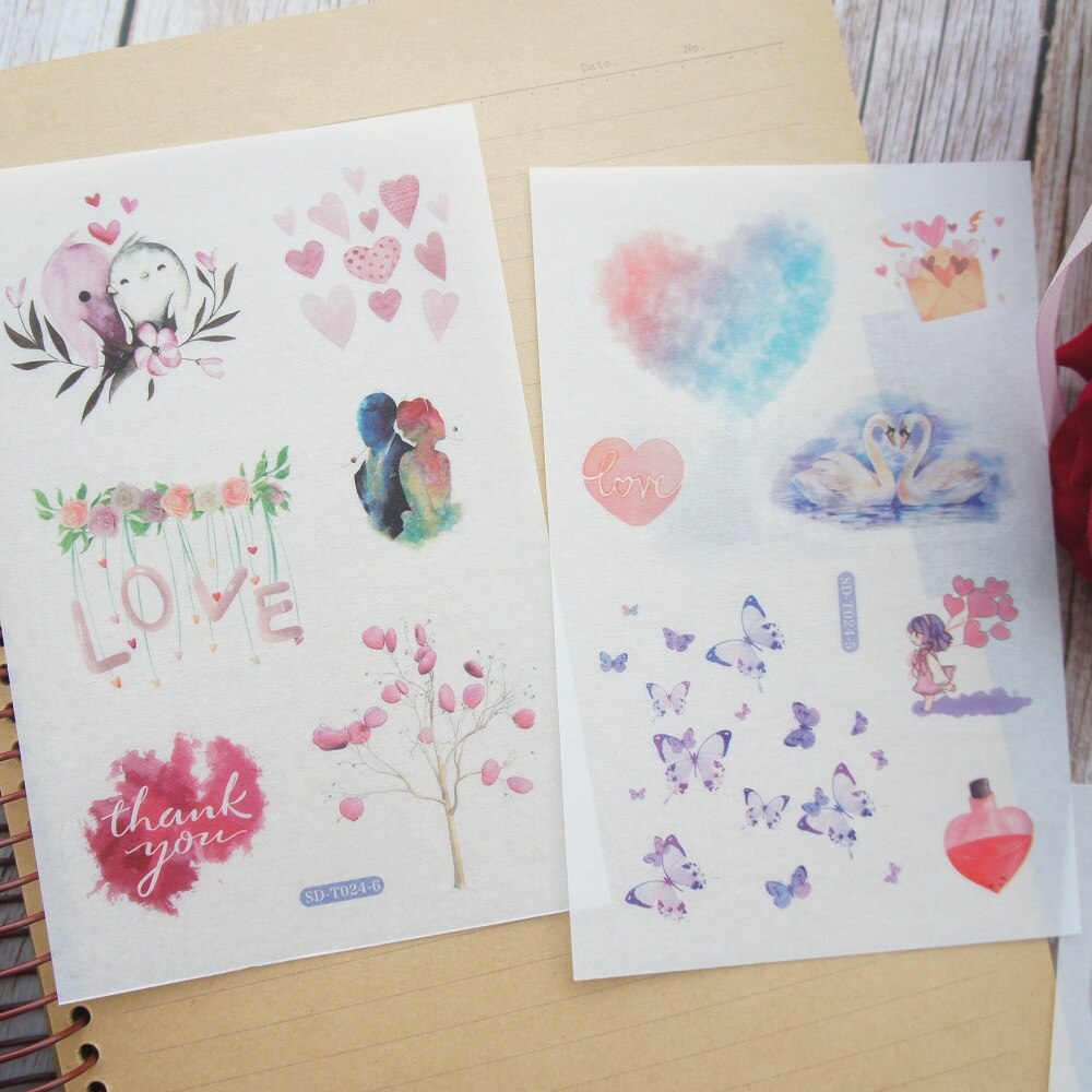 6 Sheets Yes We Are Fall In Love Heart Washi Paper... – Grandado
