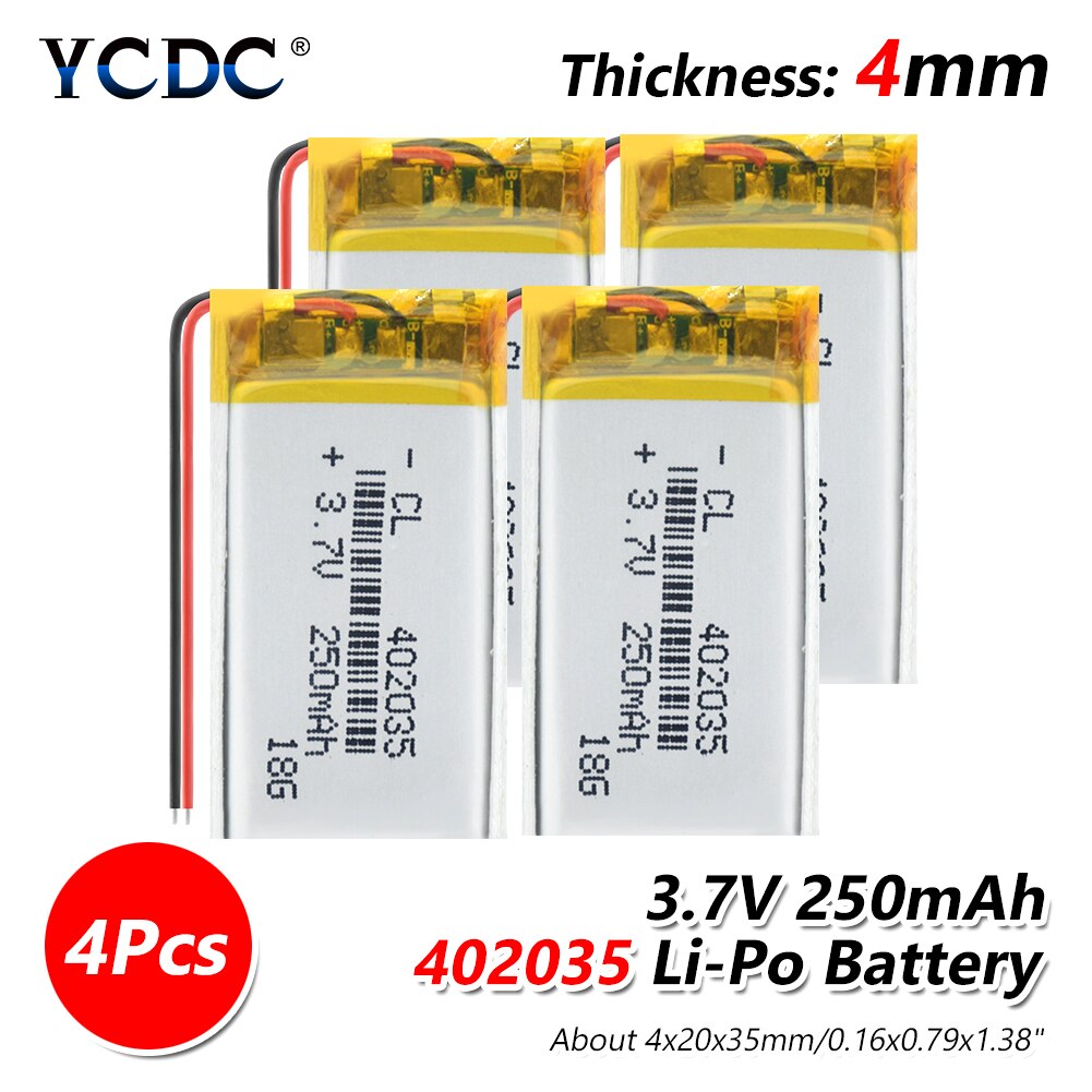 3,7 V 250 mAh (polymer lithium-ionen batterie) li-... – Vicedeal
