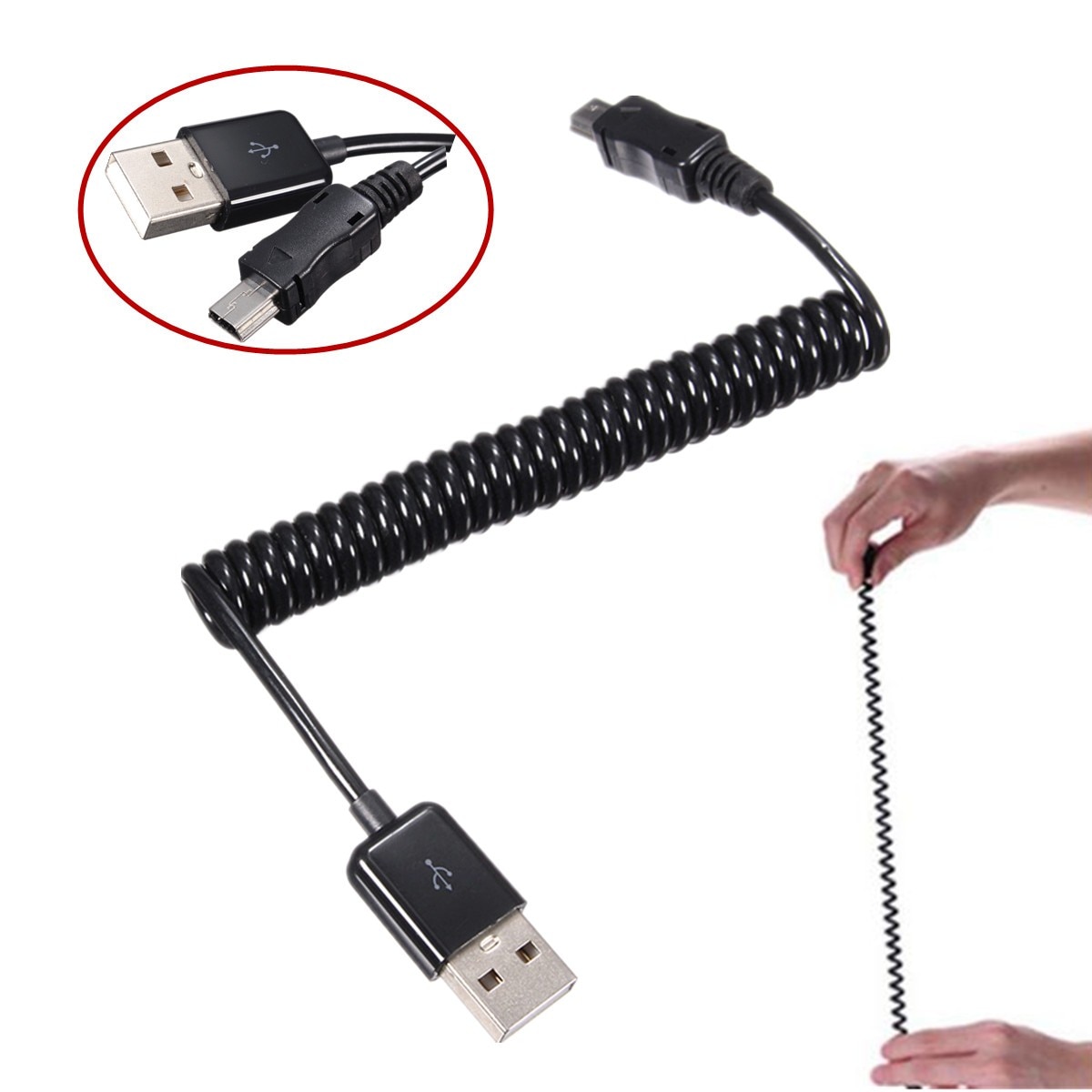 Cable de datos en espiral, USB tipo A macho A Mini... – Grandado