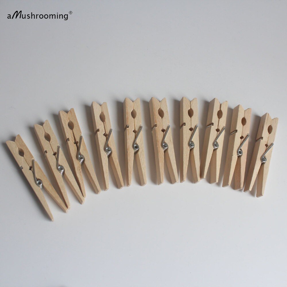 10 Large Natural Wooden Spring Clothespins Handmad... – Grandado
