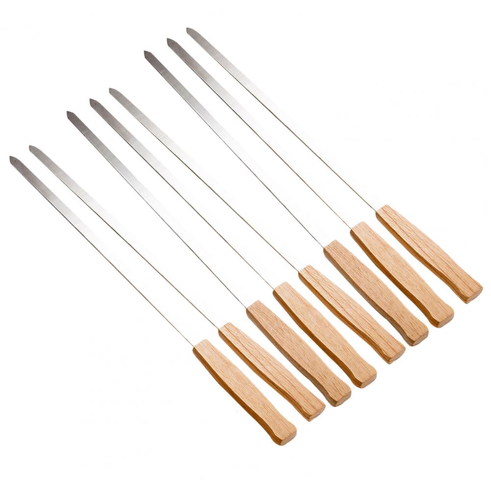 8 Stks/set Barbecue Spies Houten Handvat Roestvrij... – Grandado