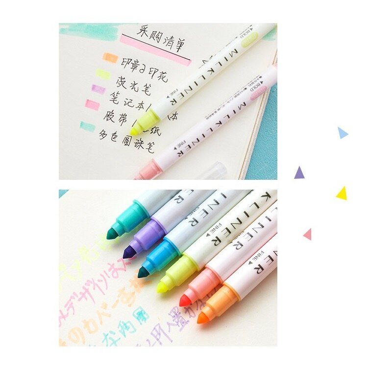 12 pcs Mild color Highlighter pen Dual-side writin... – Grandado