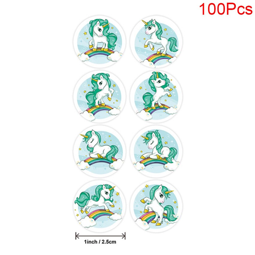 100-500pcs Green Rainbow Cute Unicorn Stickers Kid... – Grandado