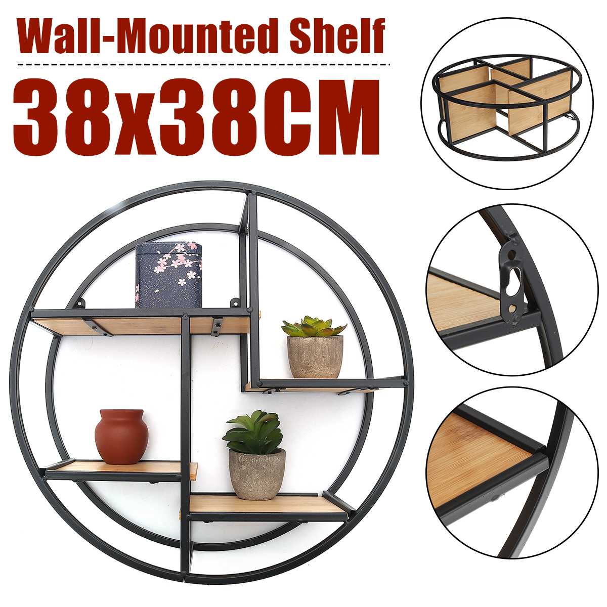 Living room wall hanging wrought iron shelf retro ... – Grandado